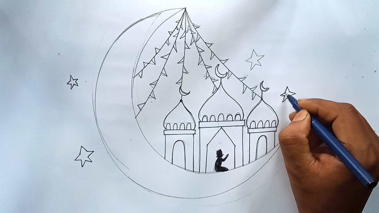 Eid Mubarak special drawing/Easy eid Mubarak drawing step by step/How ...