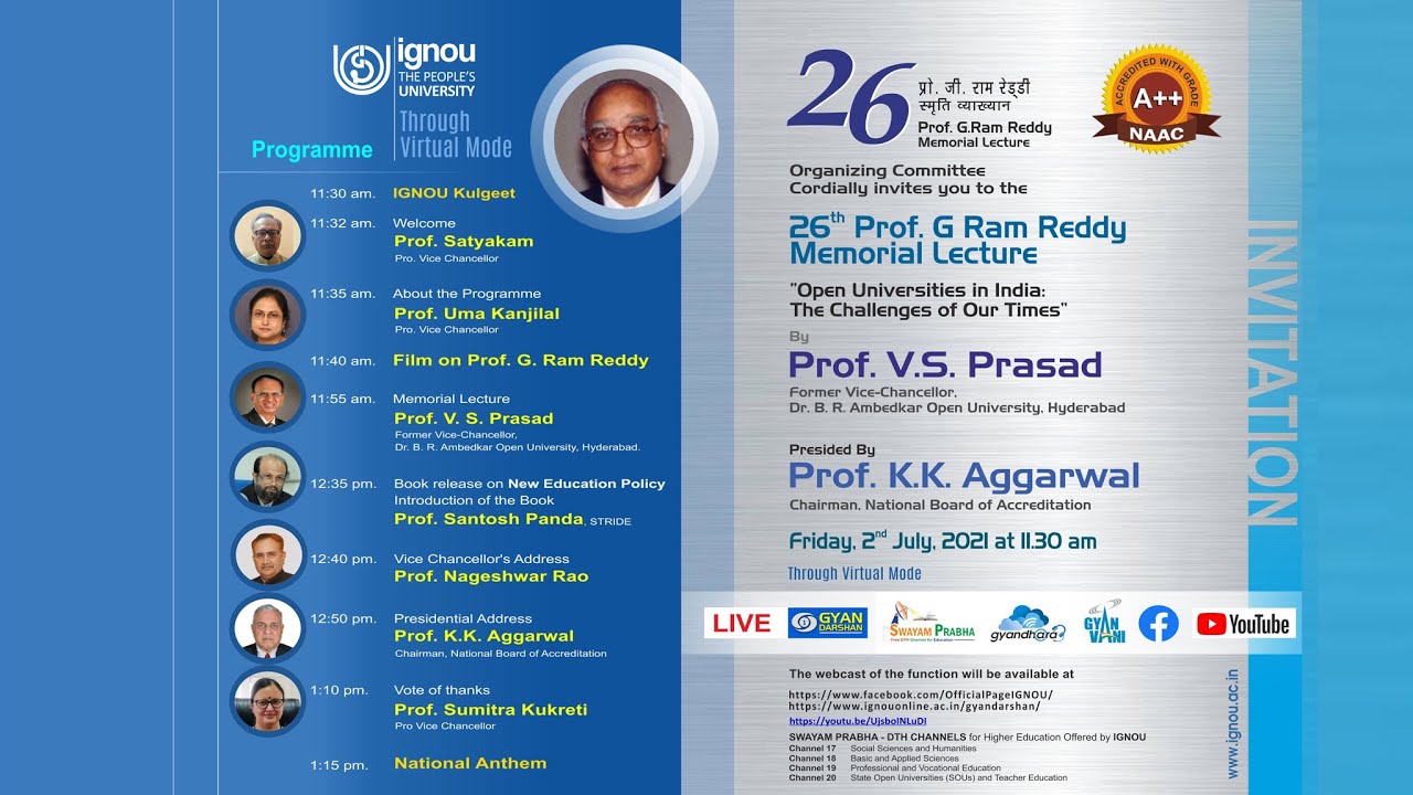 26th Prof. G. Ram Reddy Memorial Lecture - YouTube