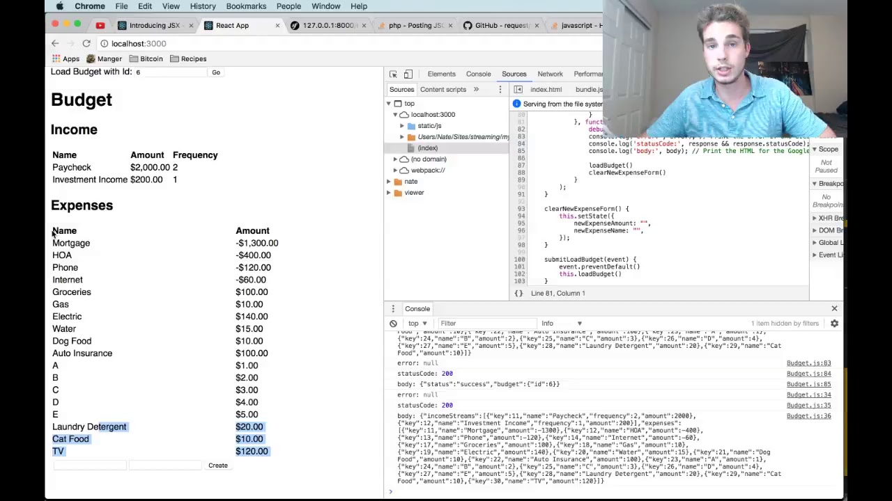 (Finance App 5) Implementing API endpoint in React - YouTube