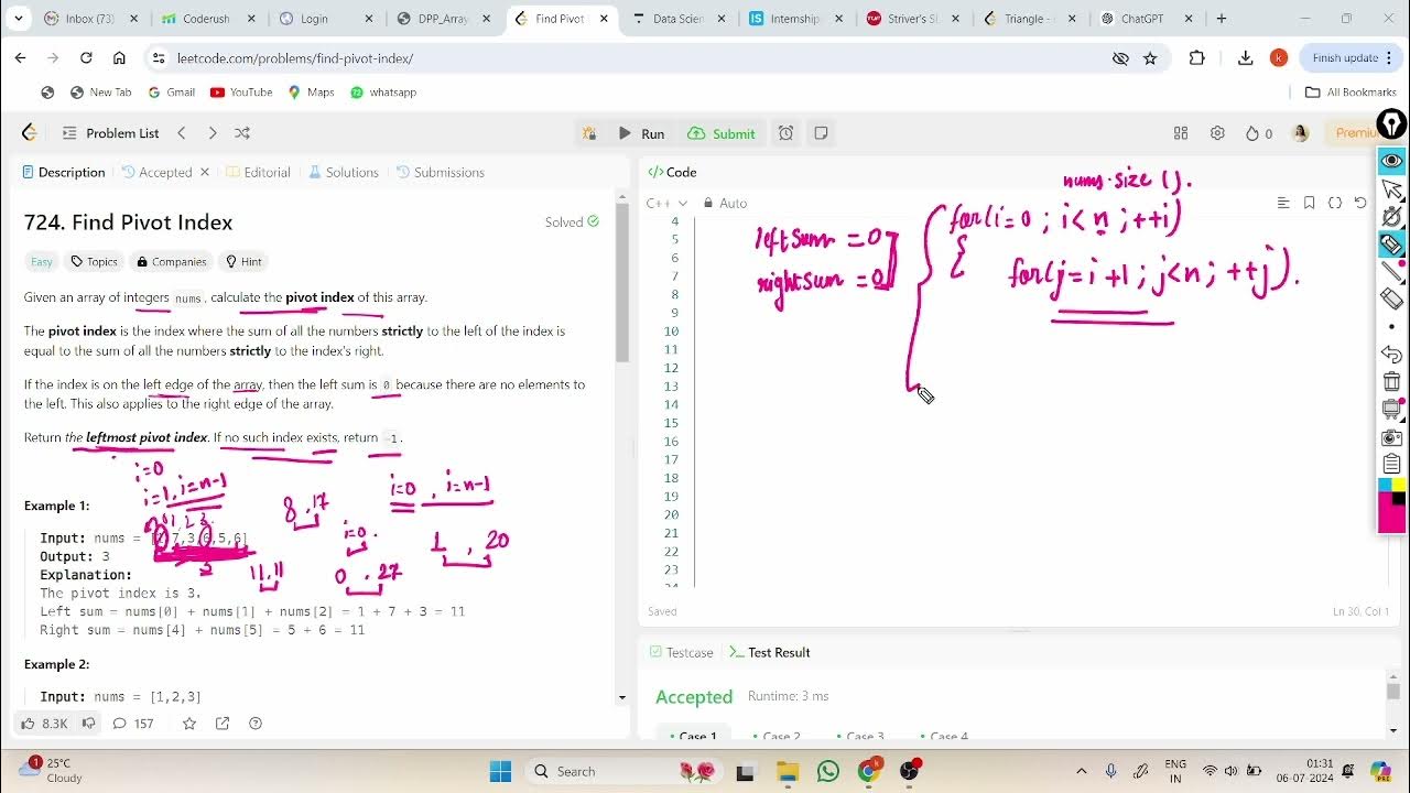 Leetcode Find Pivot Index Youtube
