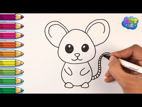 kids drawing | how to draw a cute mouse step by step | Arts crafts ...