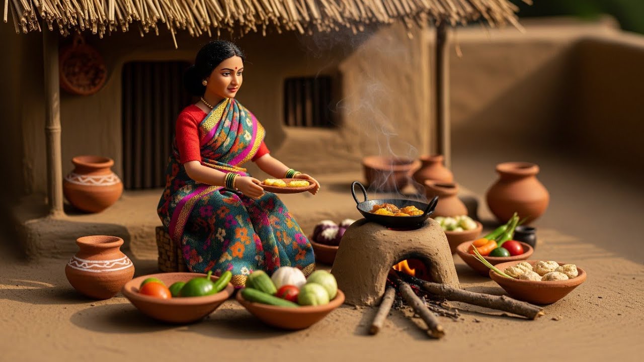 Miniature Doll Roti, Cabbage vegetable &||Sabzi Cooking ASMR | Indian ...