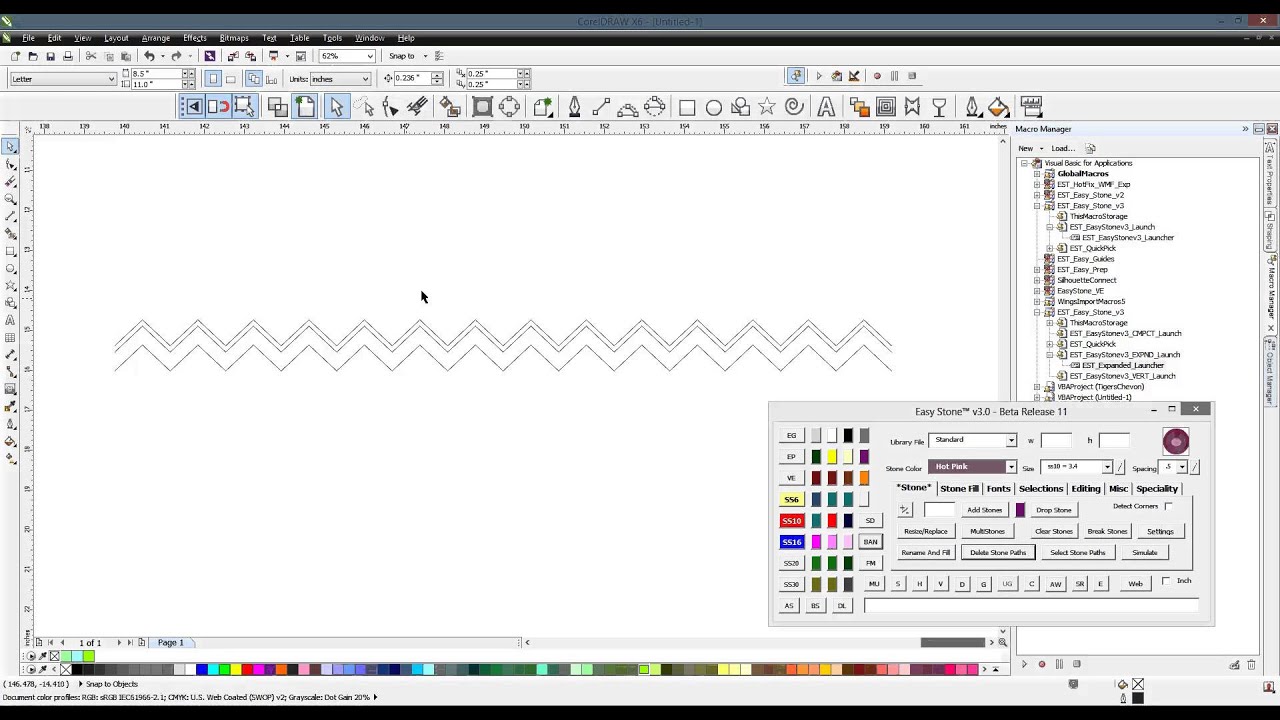 Easy Stone™ CorelDRAW Rhinestone Macro - Creating a Multi Deco Chevron ...