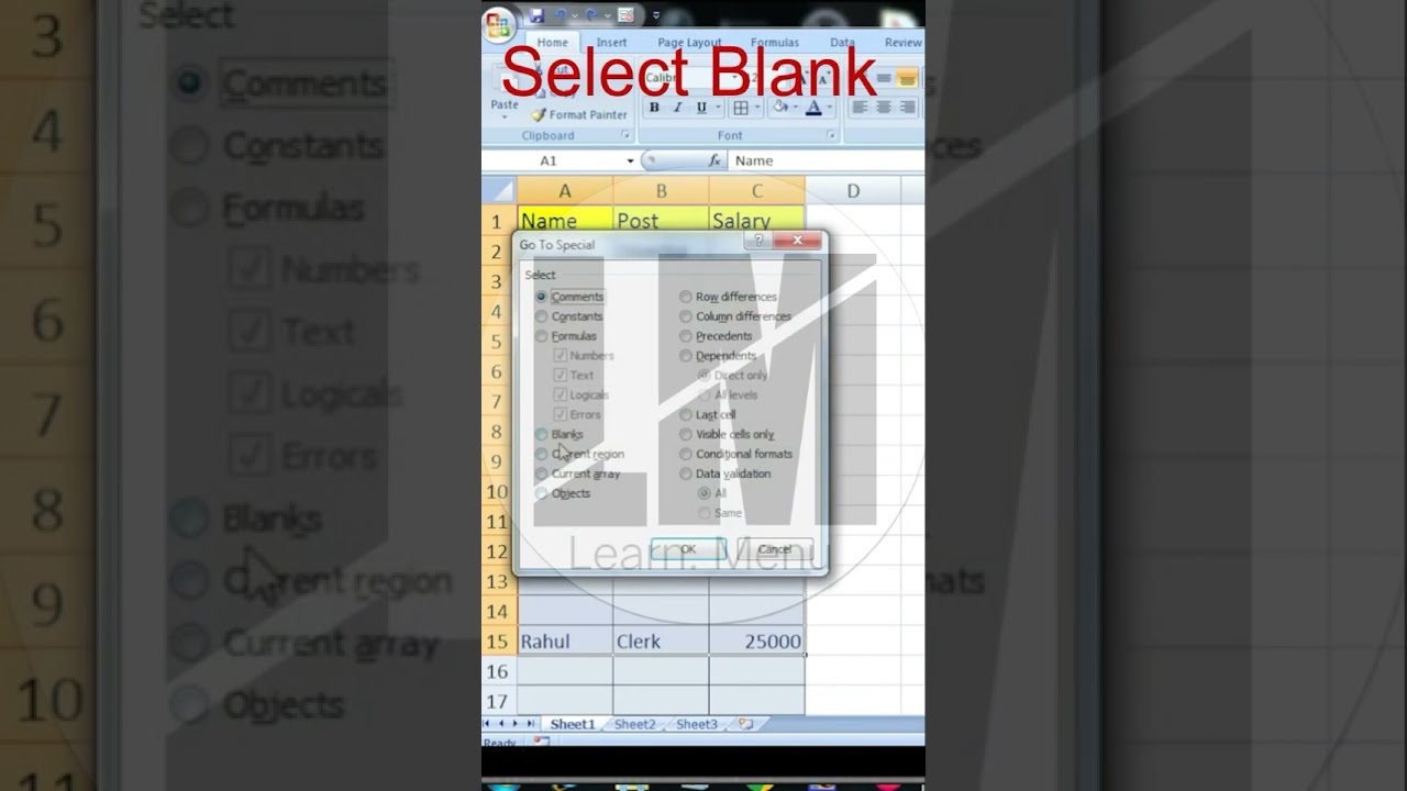 Ms Excel Remove Blanks Row shorts excel viral trendingshorts Ms Excel Remove Blanks Row shorts excel viral trendingshorts