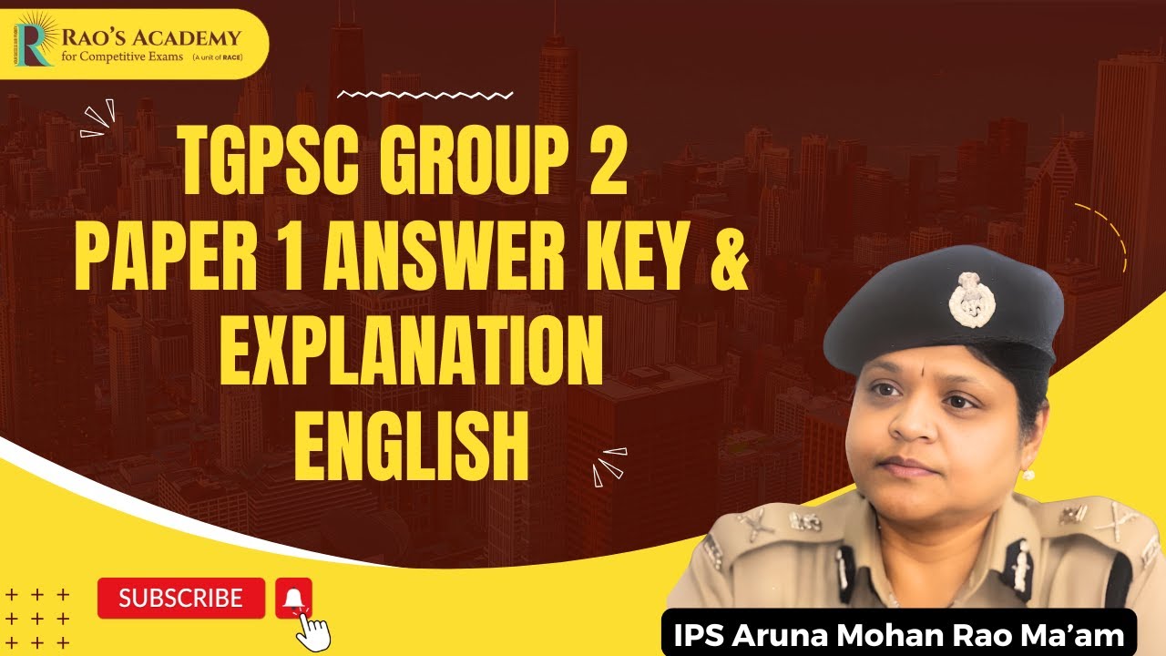 TGPSC Group 2 paper 1 English KEY & Explanation | 15-12-2024 | UPSC ...