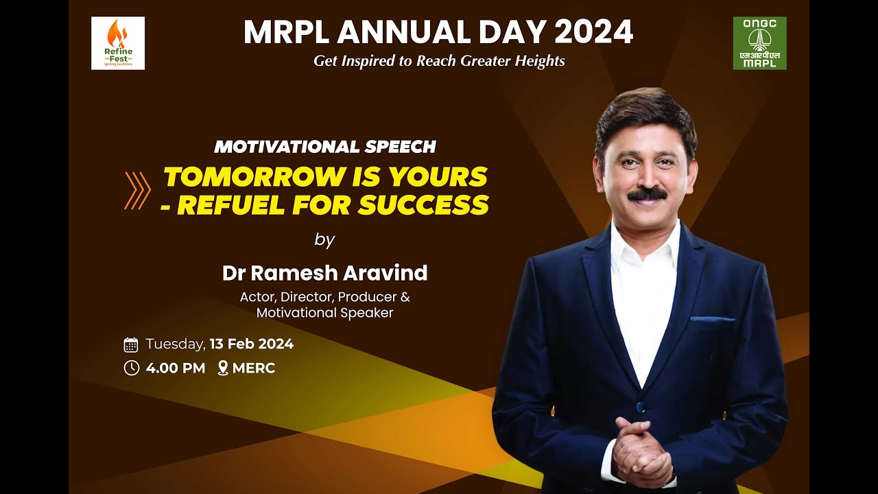 Dr Ramesh Aravind Motivational Speech and Q&A on "Tomorrow is Yours ...