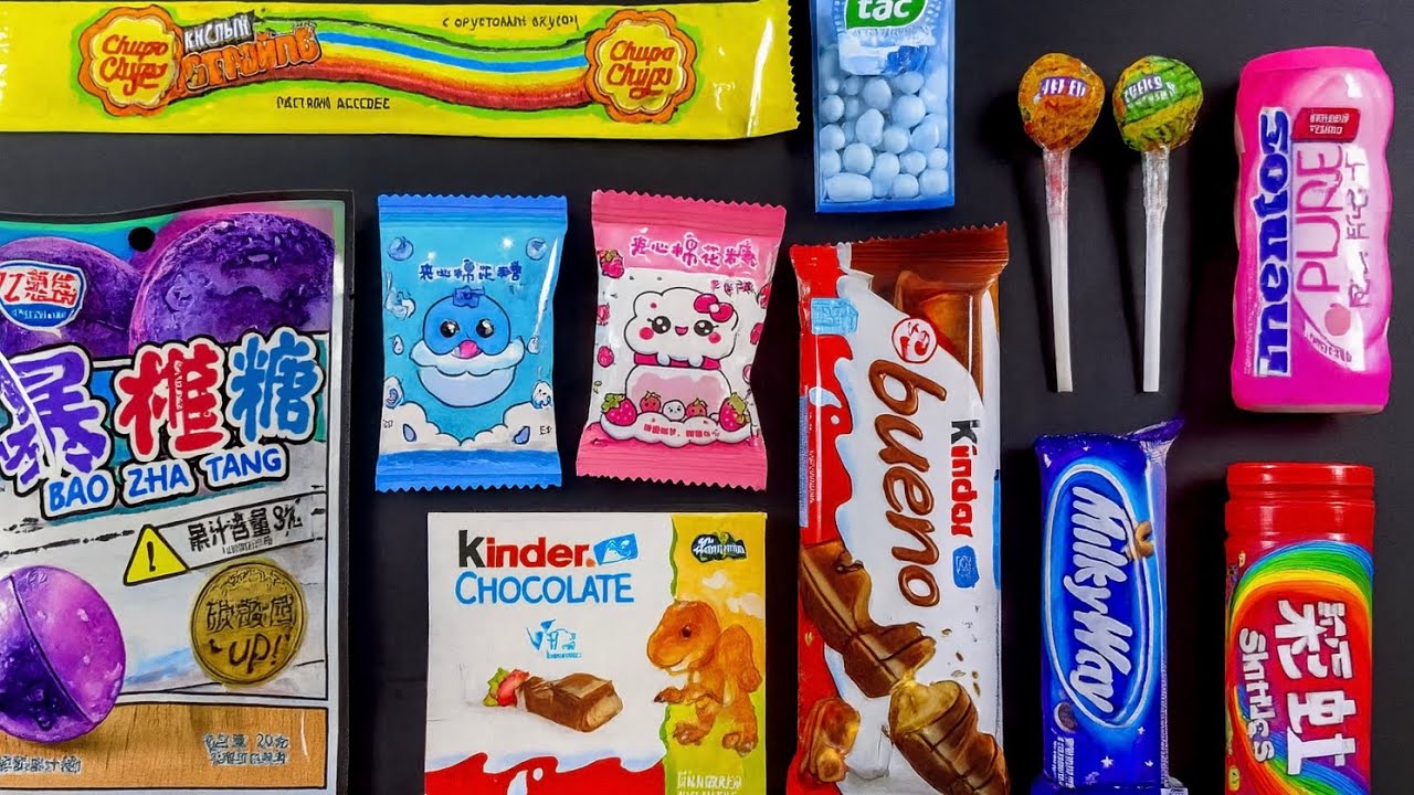 ASMR Candy Unboxing Party 🍬 Rainbow Sweets, Kinder & Chupa Chups - YouTube