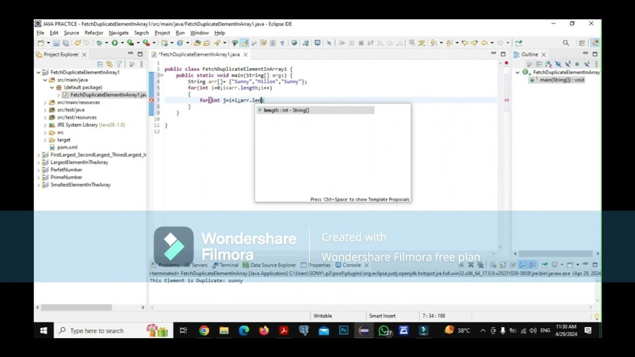 How to fetch duplicate element an array||duplicate element fetch kaise kare|| JAVA|| Using ...