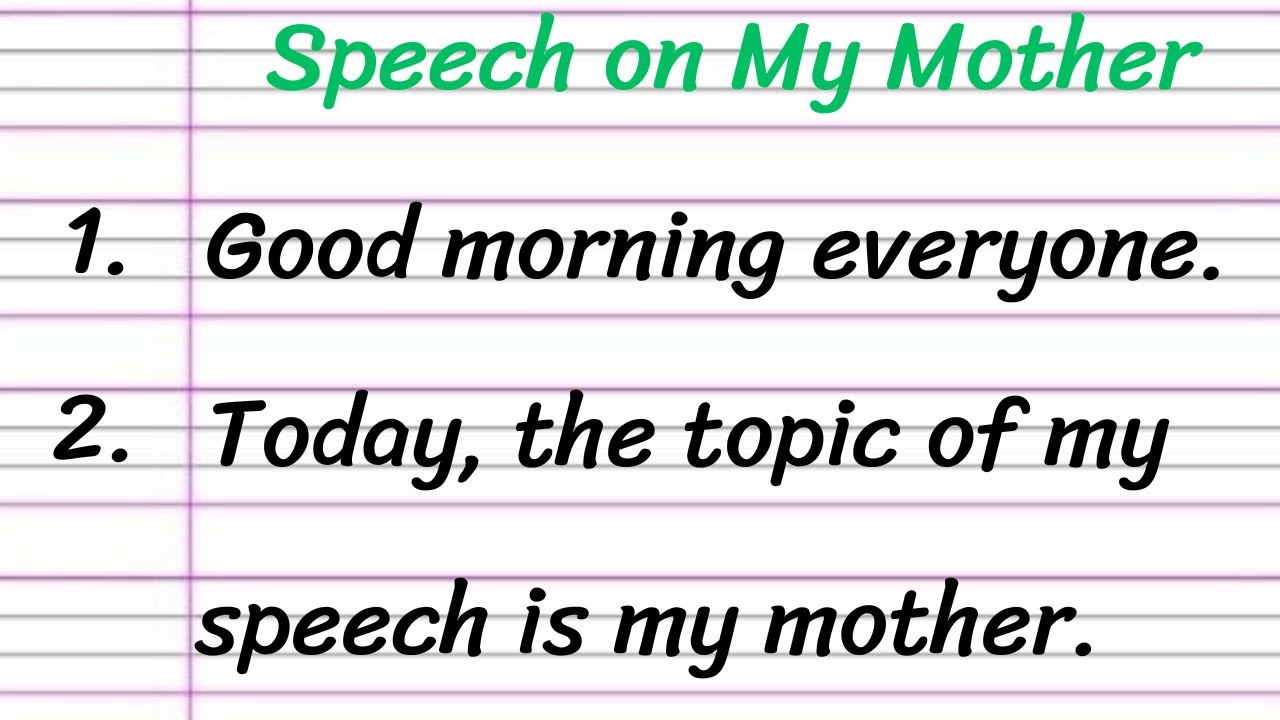 My Mother Speech in English 10 Lines || Short Speech on My Mother - YouTube
