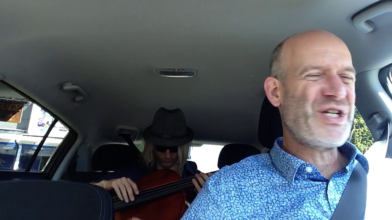 Bill’s carpool w Michael Averill & Chewie the Cello ... and the bassman ...