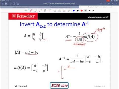 ECSE 1010 - Matrix Inverse 2x2 - YouTube