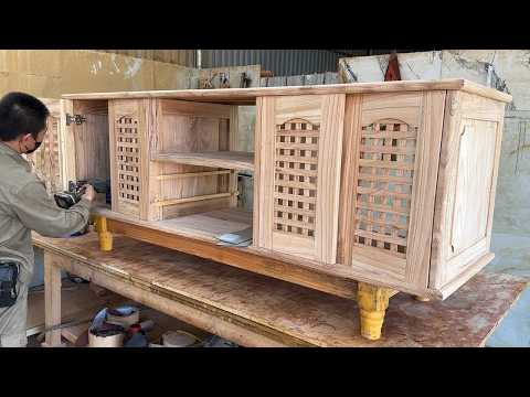 Step-by-Step Woodworking Process - Transforming Hard Logs into Soft, Curved Strip TV Stands
