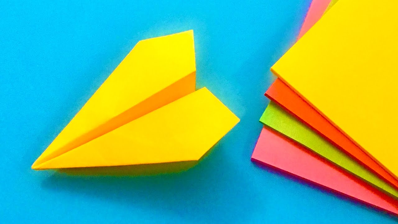 Easy Sticky Note Paper Origami Airplane for Beginners Tutorial, How to ...