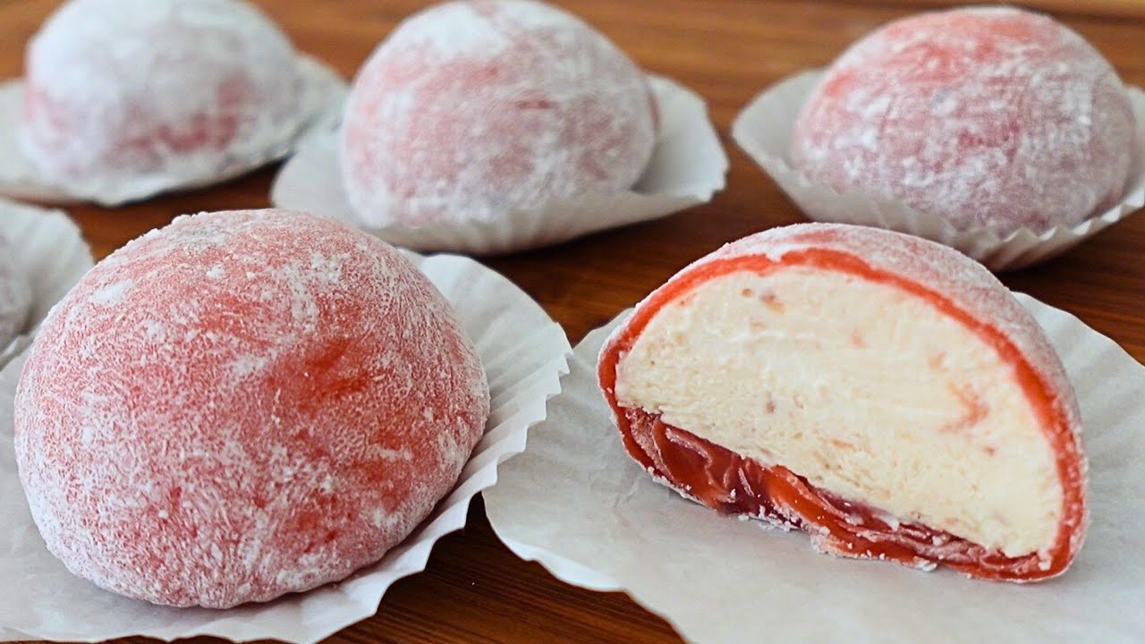 STRAWBERRY MILKSHAKE MOCHI recipe. Perfect summer dessert. Chewy mochi ...