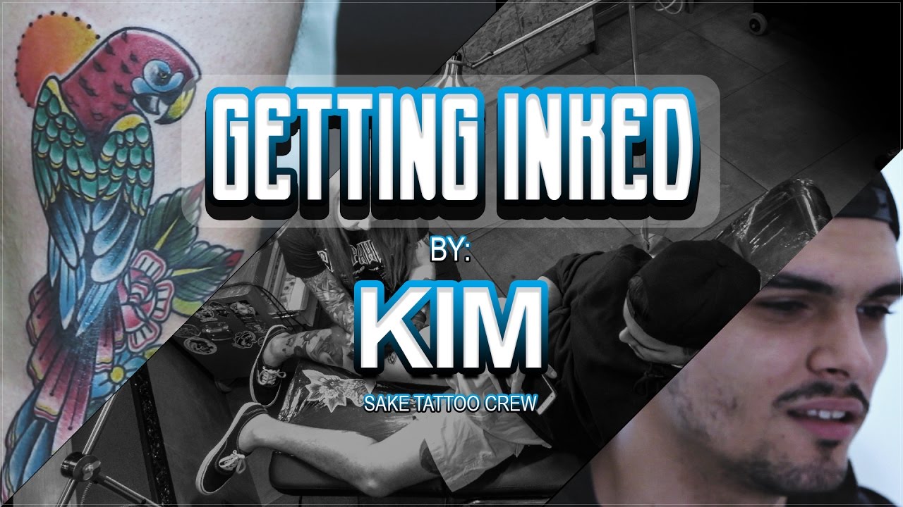 Getting inked by Kim • traditional parrot • Sake Tattoo Crew - YouTube
