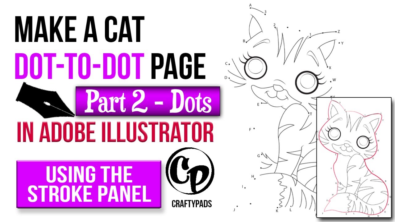 Make a cat dot-to-dot page in Adobe Illustrator. Part 2 (turn your ...