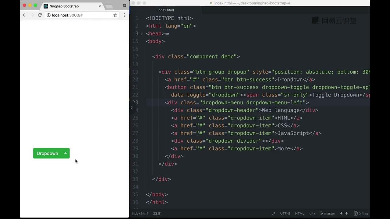 《Bootstrap 4：CSS 与 JS 框架》 3·18 Dropdown：下拉菜单的变化 - YouTube