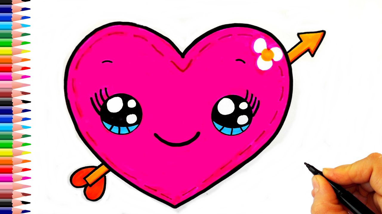 Sevimli Oklu Kalp Çizimi - Kolay Çizimler - Kalp Çizimleri - Kalp Nasıl ...