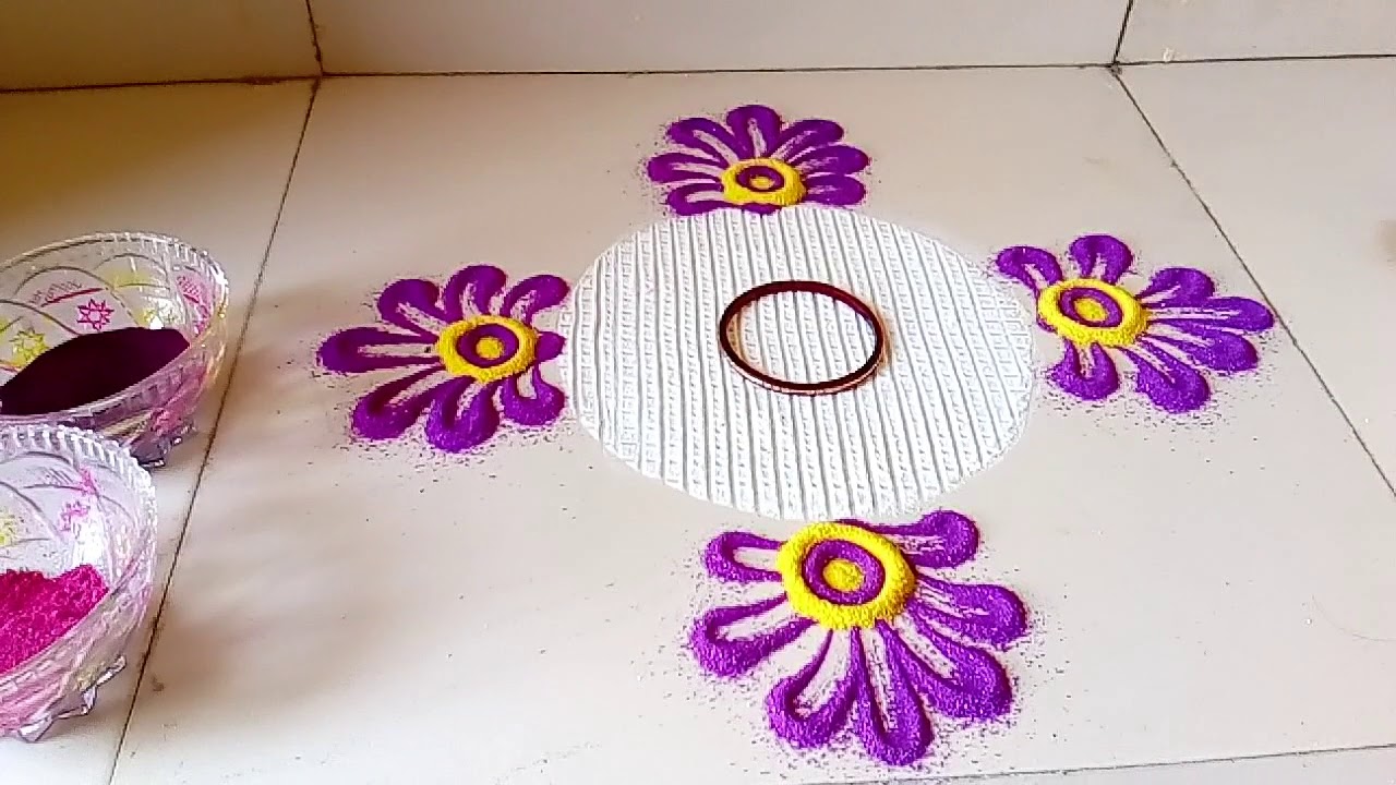 Simple rangoli design | DIY homemade rangoli | Colorful Rangoli - YouTube