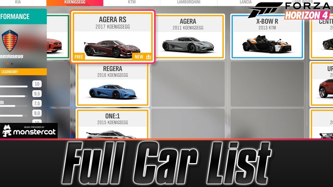 Forza Horizon 4: Full Car List + DLC Cars + Upgrade Heroes - YouTube