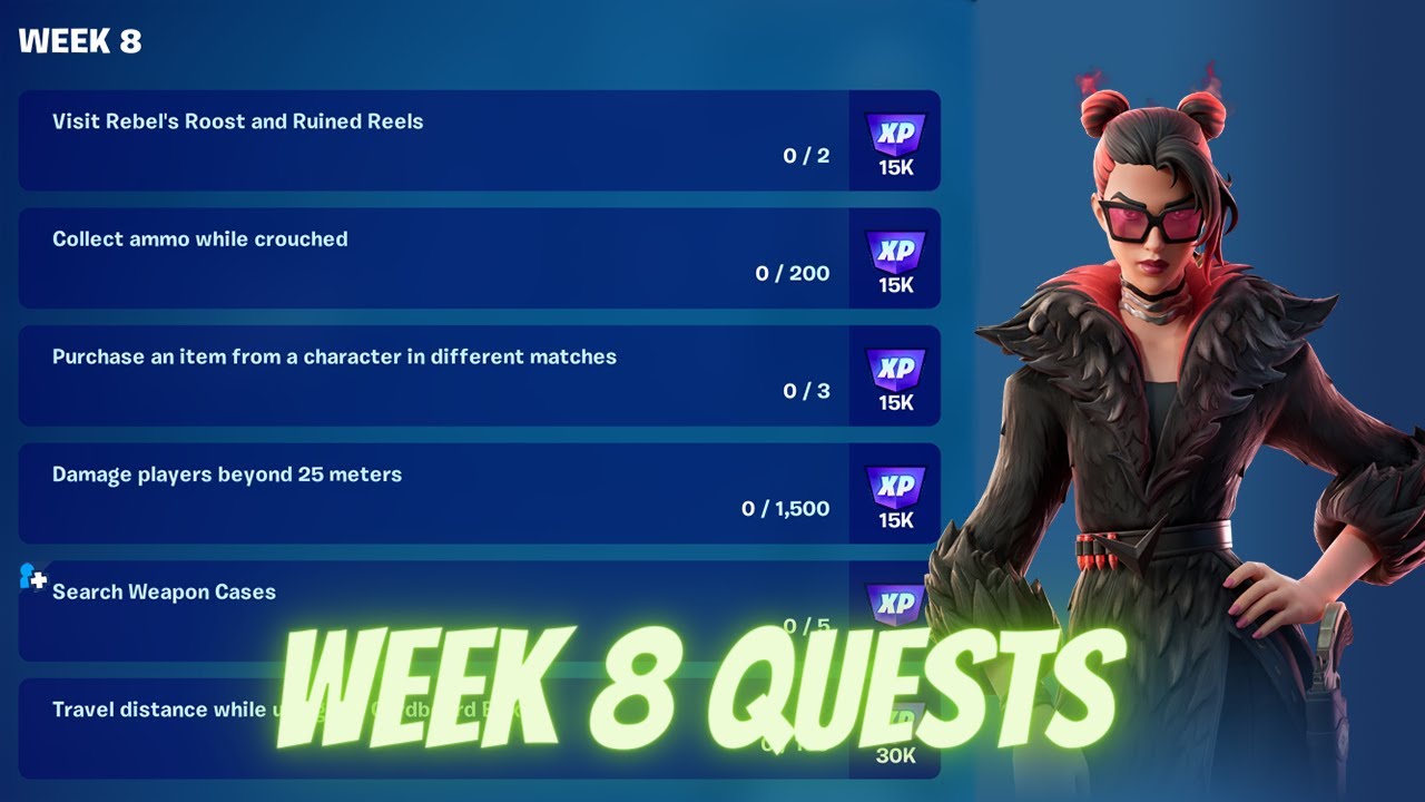 Fortnite Complete Week 8 Weekly Quests - YouTube