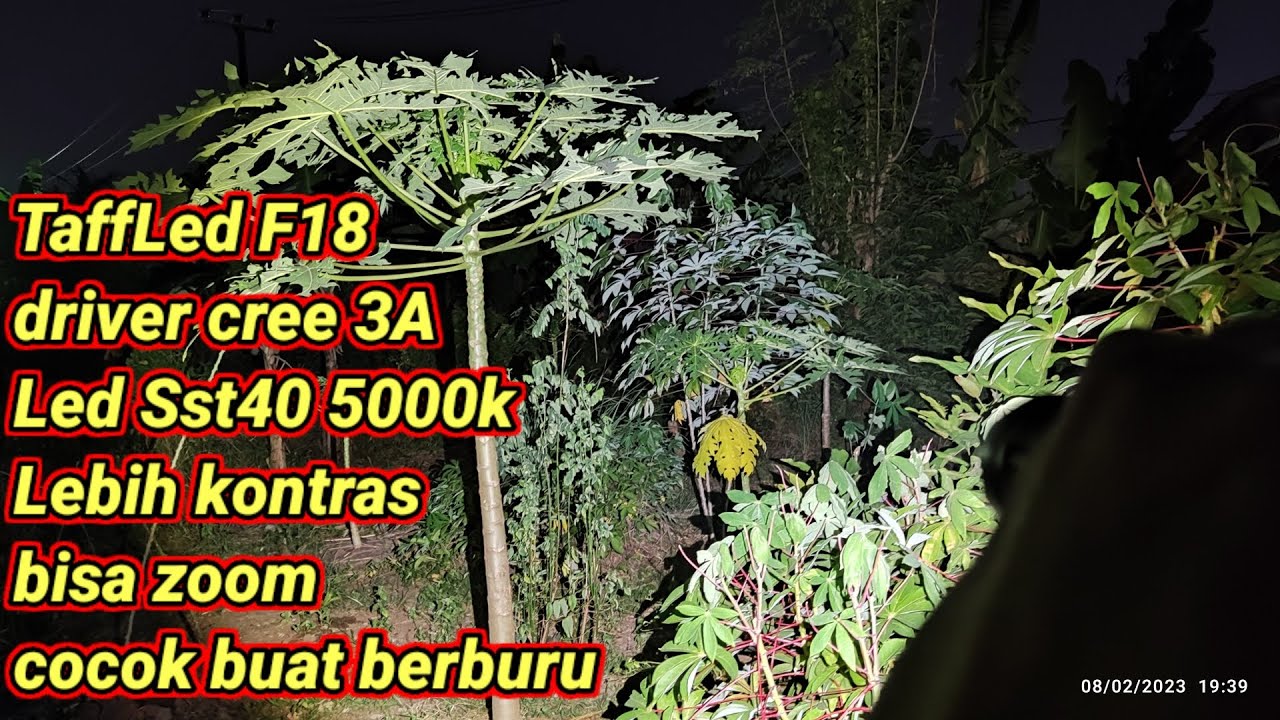 Senter TaffLed F18 driver 3A led SST40 5000K cahaya lebih kontras - YouTube
