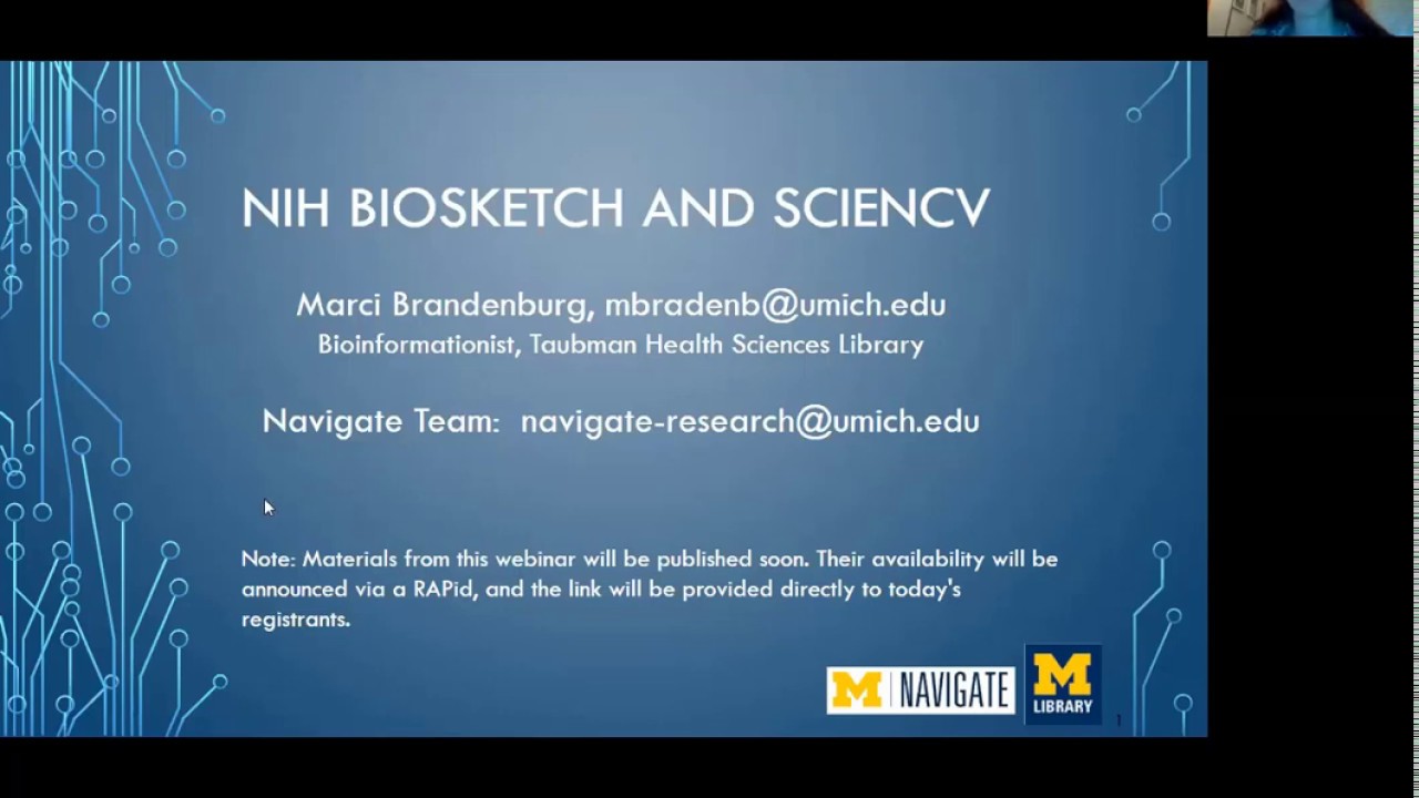 NIH Biosketch SciENcv Webinar - YouTube