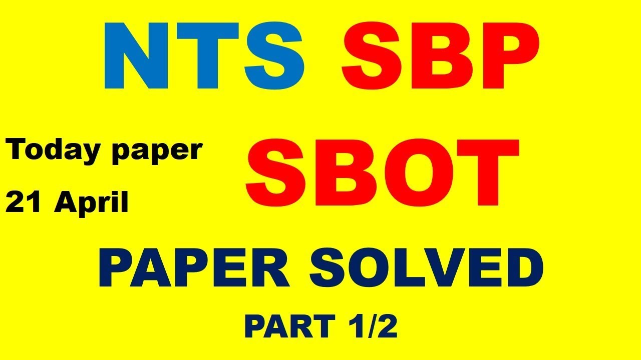 SBP SBOT Today paper solved GK and Enlgish portion - YouTube