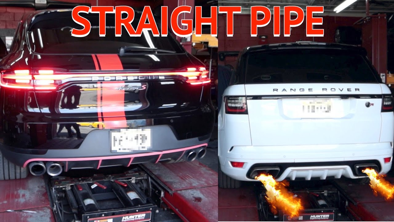 Straight piping a tuned Range Rover SVR and Porsche Macan S - YouTube
