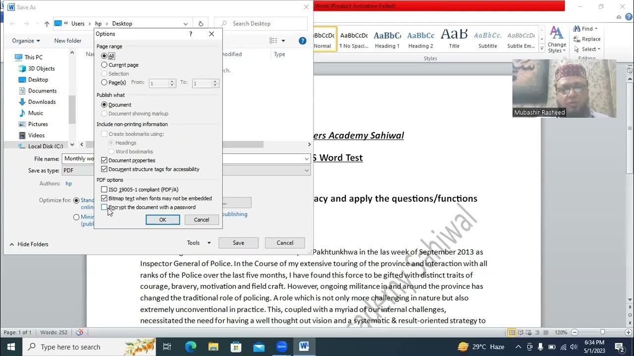 Convert Word file into PDF - YouTube