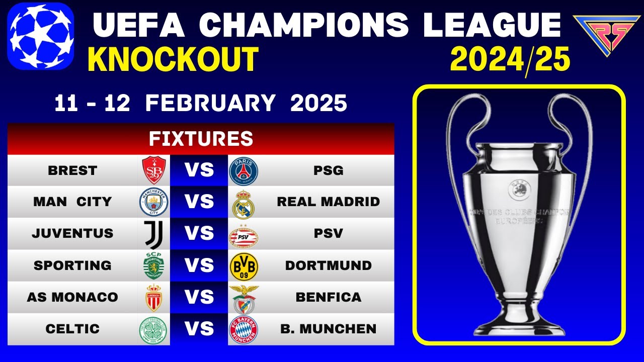 UCL FIXTURES TODAY - KNOCKOUT PHASE PLAY OFF | UEFA CHAMPIONS LEAGUE ...