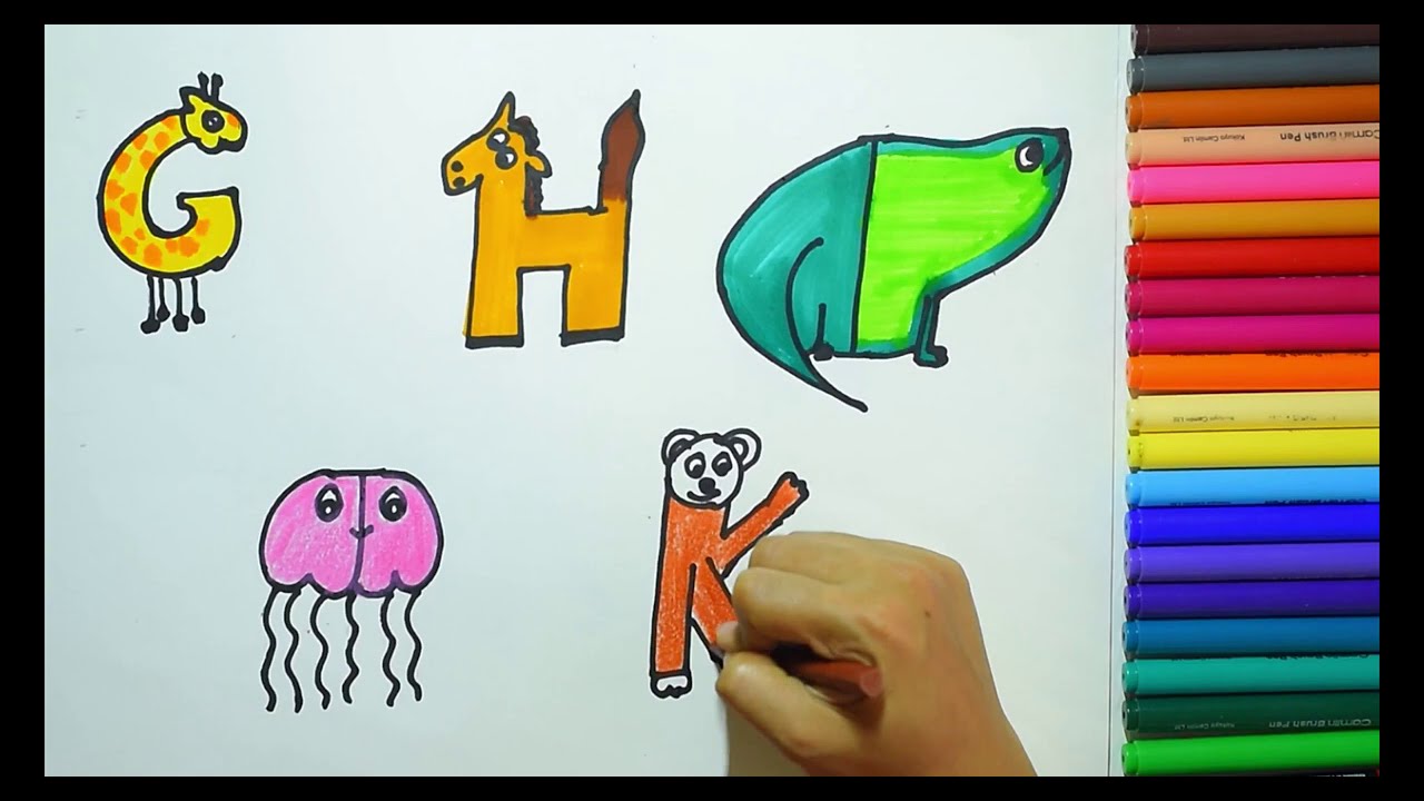 How To Draw Using Alphabets |Alphabet Into Animals | Learn Drawing For ...