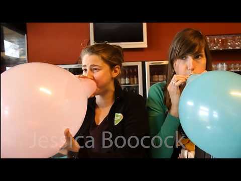 Balloon blowing race for bargirls!