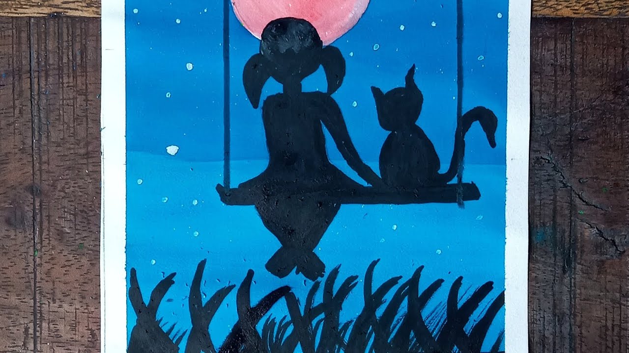 How to draw girl drawing with painting colours || lonely Girl #video ...