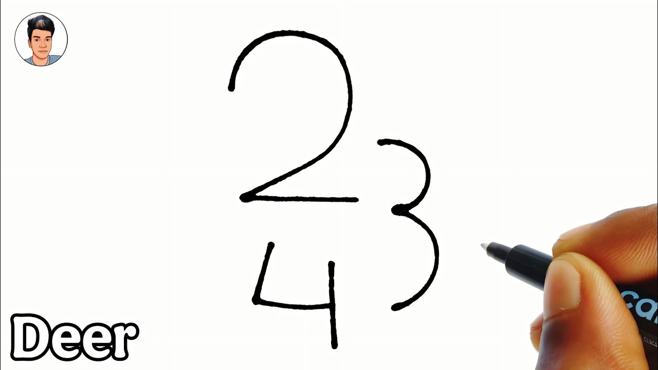 How To Draw Deer From 234 Numbers || How To Draw Deer Step By Step Easy ...