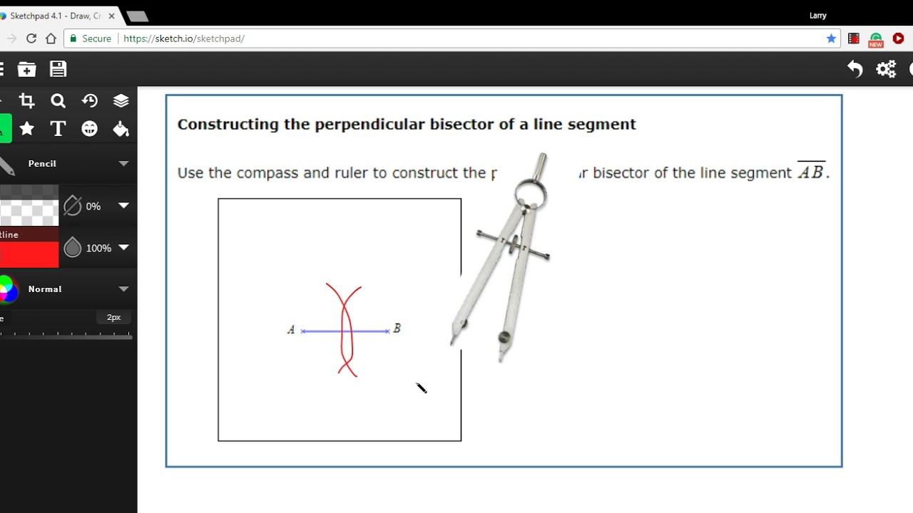 Constructing the perpendicular bisector of a segment - YouTube