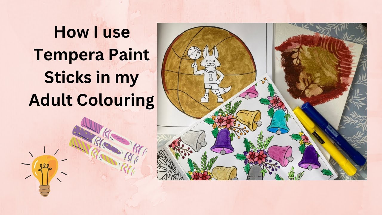 How I use Tempera Paint sticks in Adult Colouring books - YouTube
