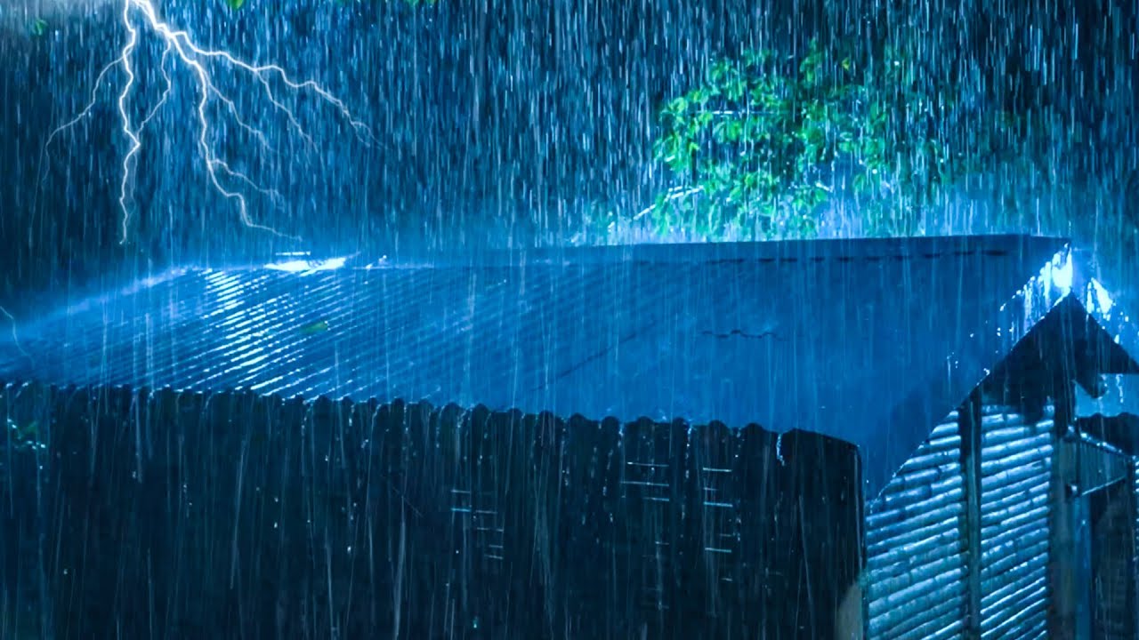 Close Your Eyes to Fall Asleep Within 3 Minutes with Heavy Rainfall ...