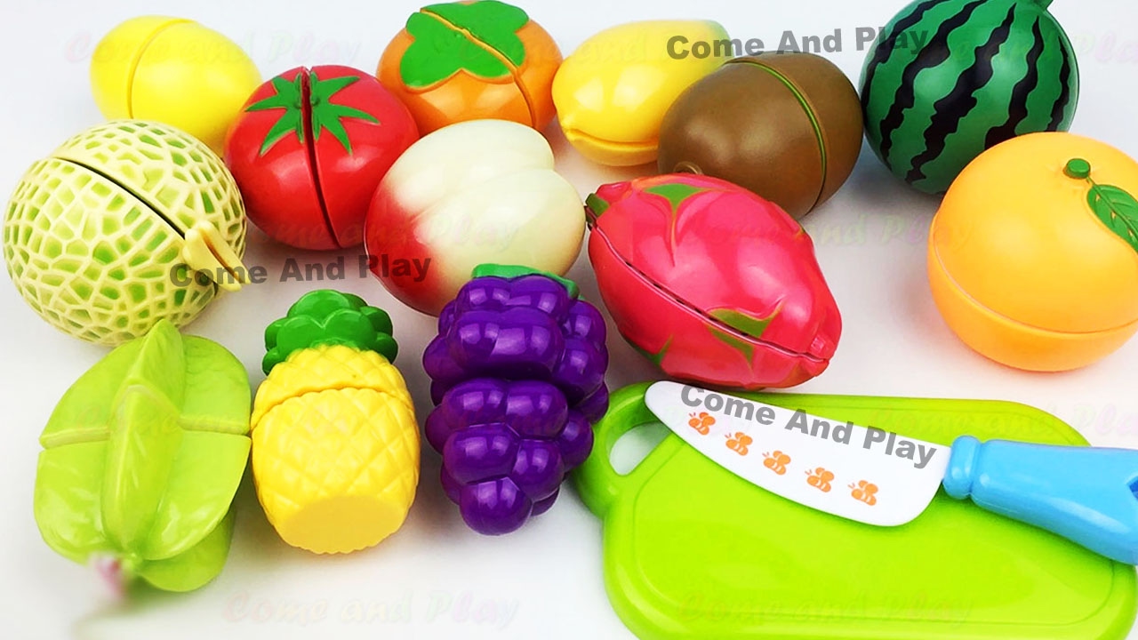 Learn Names of Fruits with Toy Cutting Velcro Fruits Cooking Food Toy ...