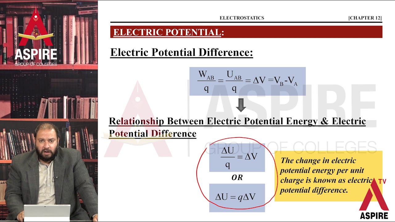 Lec#6, F.Sc, 2nd year Physics, Chap#1, topic: Electric Potential, aspire group of colleges - YouTube