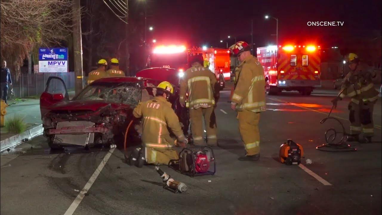 Driver Extricated After High Speed Crash Into Power Pole Youtube