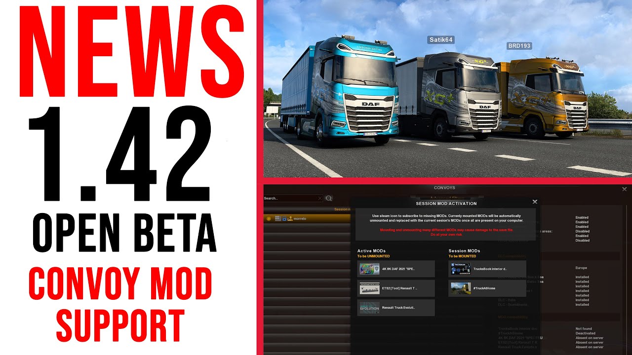 ETS2 & ATS 1.42 Update Open Beta I NEWS 🚨 Convoy MOD Support I SCS ...
