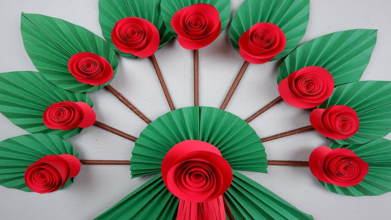 How to Make DIY Paper Leaf and Flower in Fan Design for Wall Hanging ...