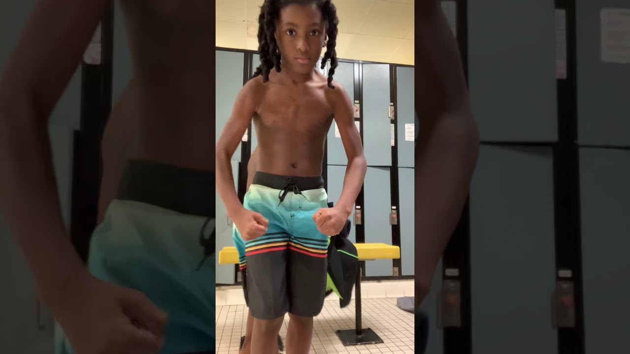 Flexing in the locker room little bad kids - YouTube