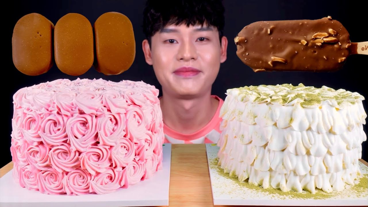 Asmr 크림폭탄케이크🍰 딸기크림케이크 생크림케이크 매그넘 티코 초코아이스크림 먹방~ Cream Cakes With