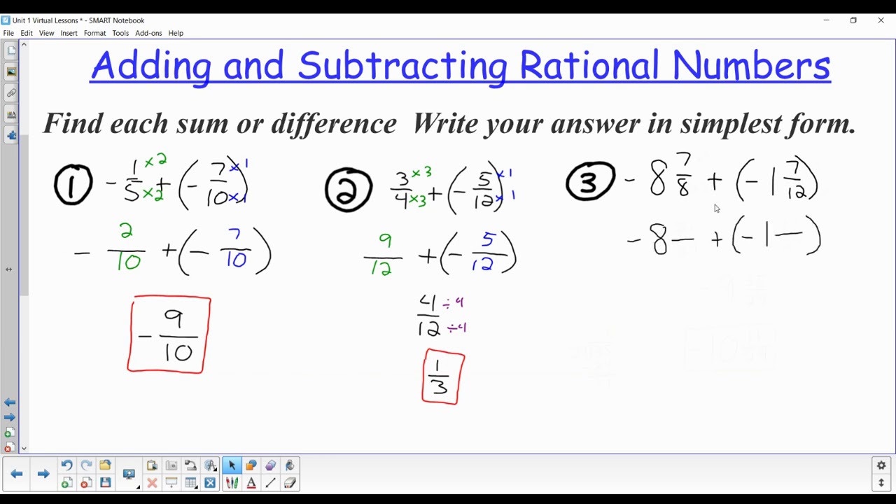 Adding and Subtracting Rational Numbers - YouTube