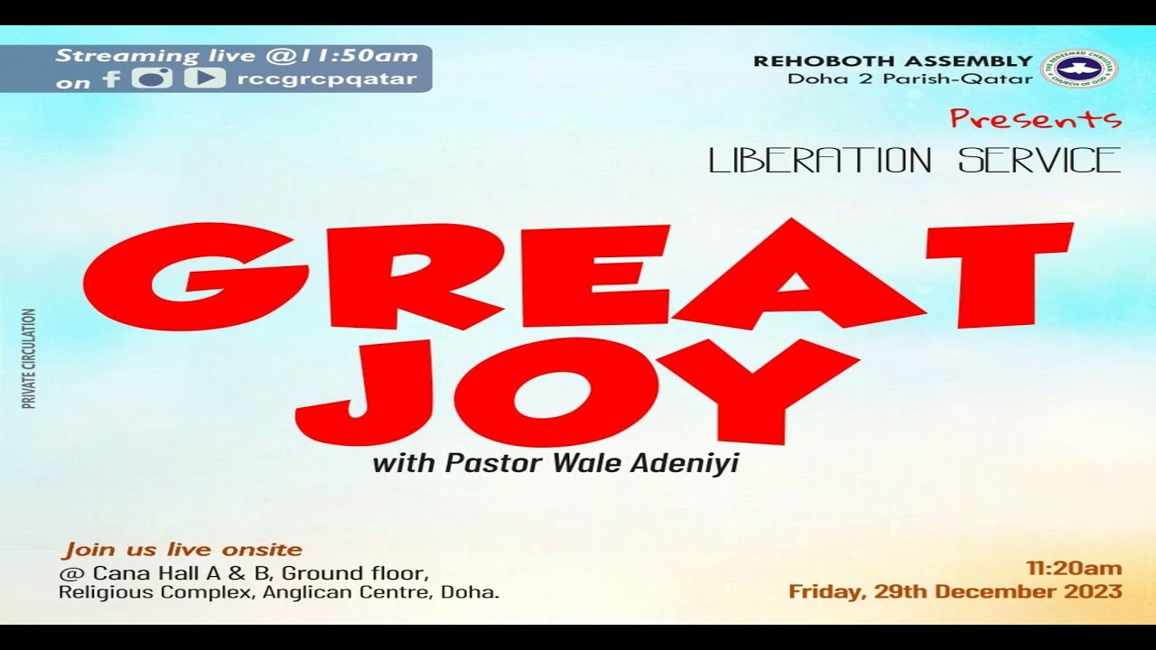 Friday, 29th December 2023 || LIBERATION SERVICE - GREAT JOY || Pastor ...