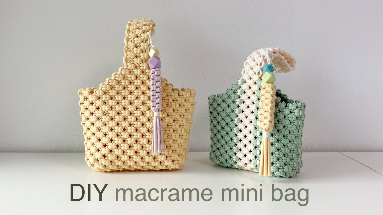 DIY | macrame mini tote bag | 마크라메 미니 토트 백 - YouTube