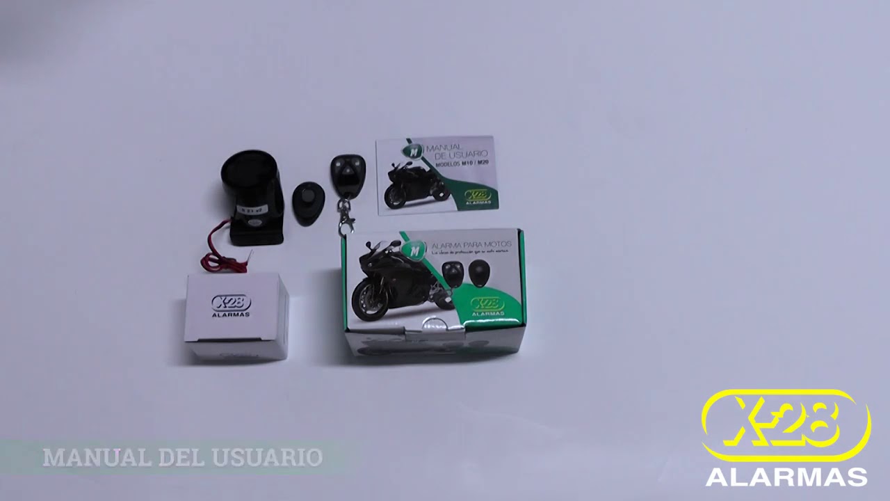 Contenido de una alarma para motos modelo M20 X 28 ALARMAS - YouTube