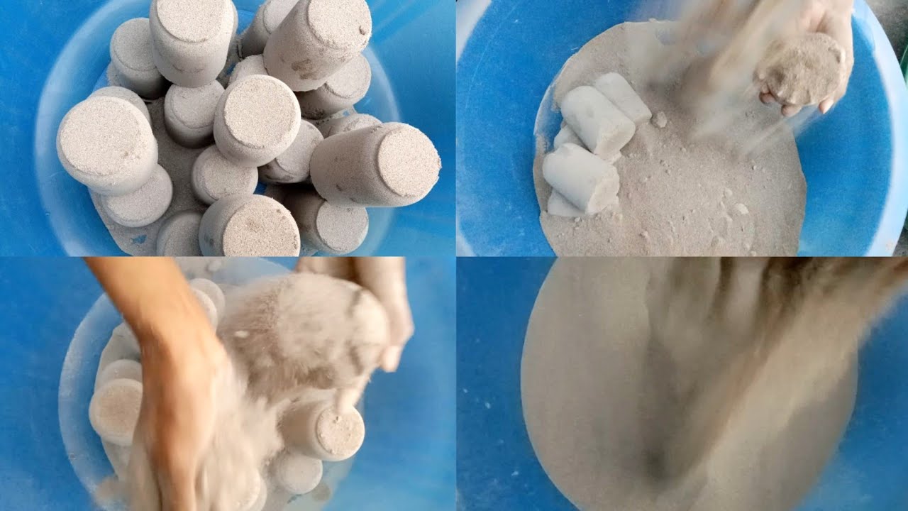 Extra Soft White Sand Cement🤤🤍 ️Dry Crumbling+Sifting+Pouring With ...